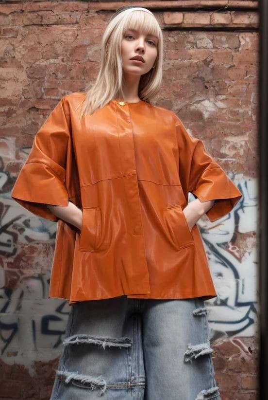 Faux Leather Jacket Top | Threads & Legs